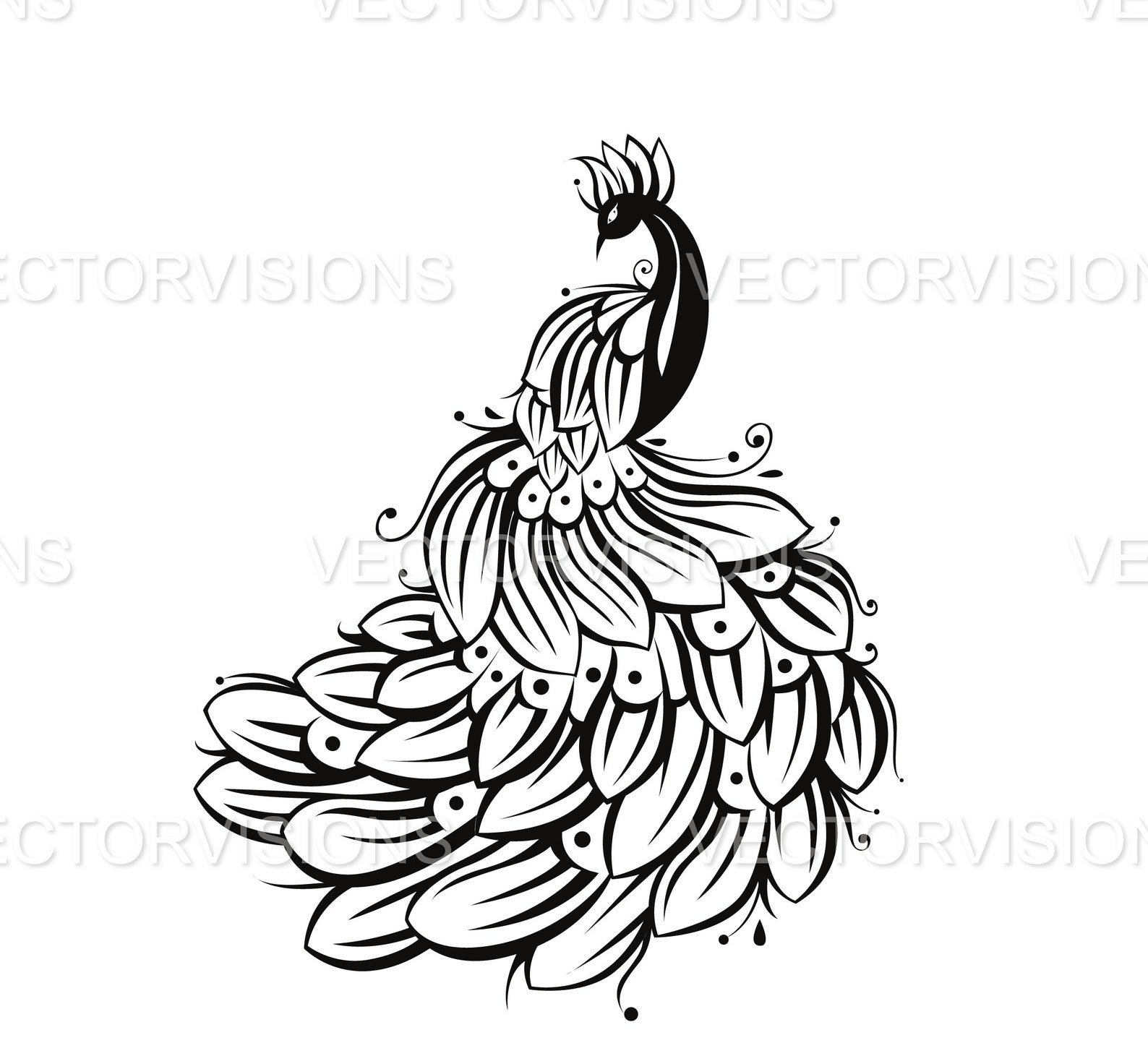 Peacock Svg, Bird Svg, Vector Cut File for Cricut,cricut,silhouette ...