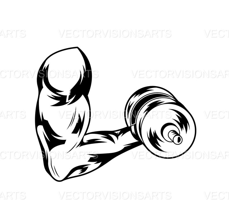 Flexing Arm With Dumbbell, Vector Cut File for Cricut,cricut,silhouette ...