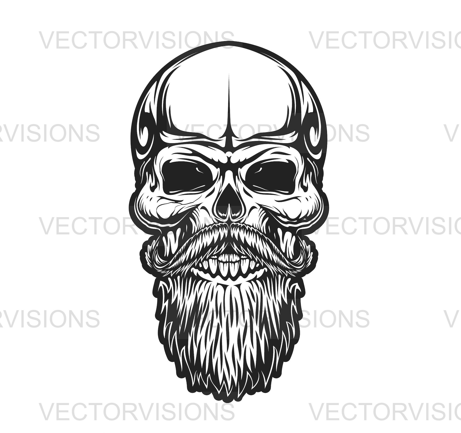 Bearded Skull Svg, Skull With Beard Svg,skull Svg, Skull With Stache ...
