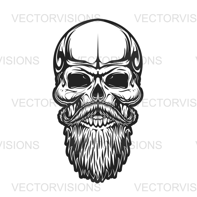 Bearded Skull - Etsy