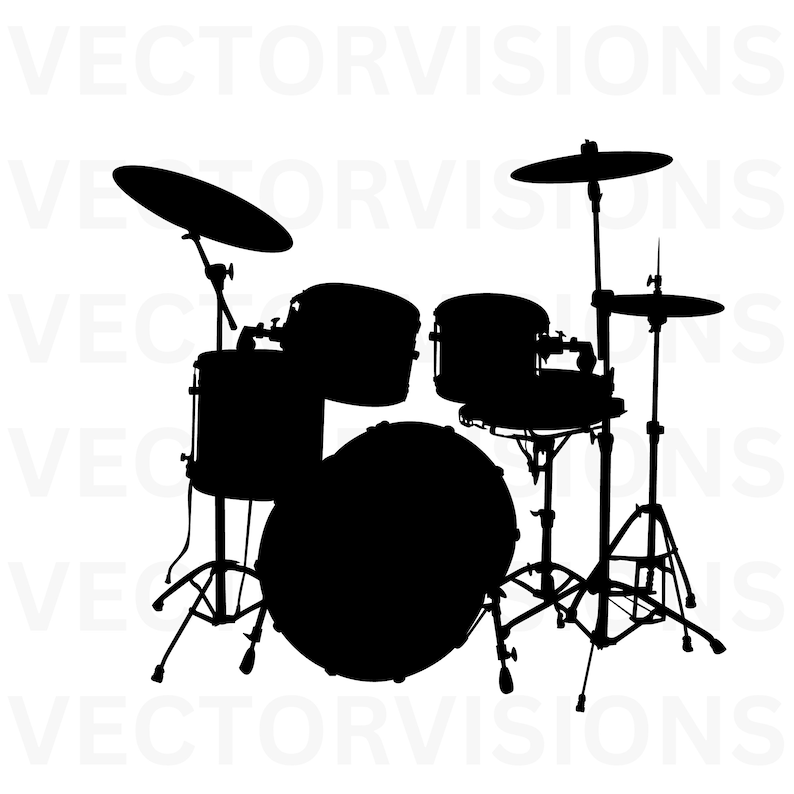 Drums Svg, Drum Set Svg, Drums Silhouette, Music Svg, Music, Instrument ...