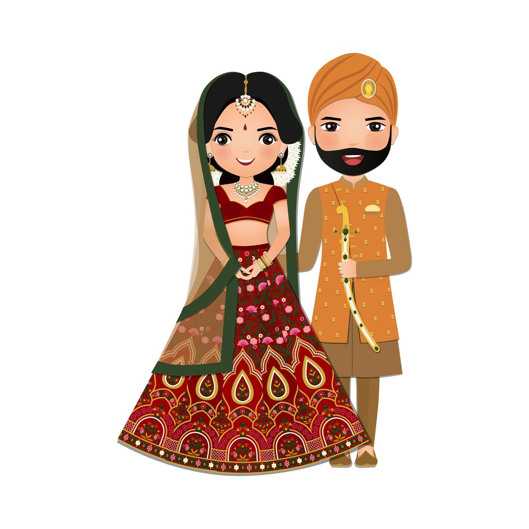 Indian Couple Clipart, Indian Wedding Clipart, Indian Couple Clipart ...