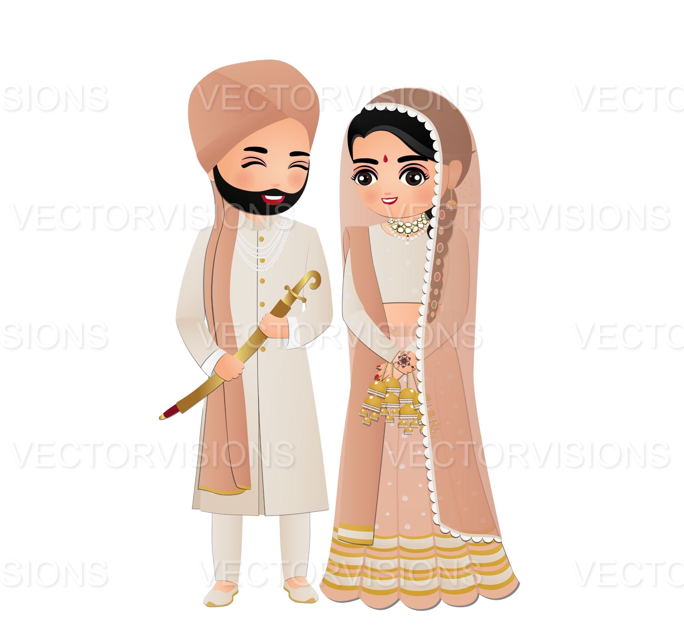 Indian Couple Clipart, Indian Wedding Clipart, Indian Couple Clipart ...