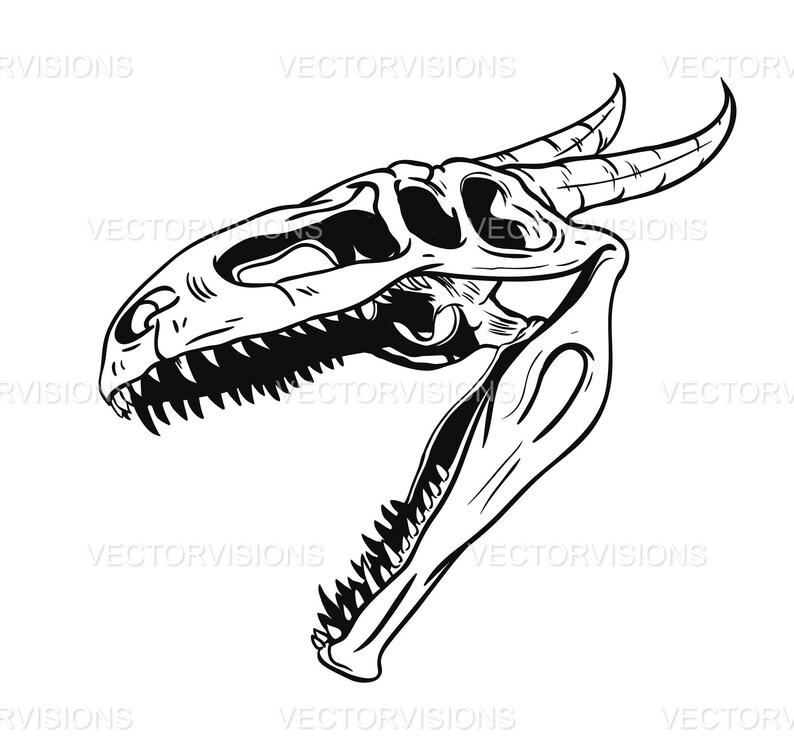 Dinosaur Head Svg, Dinosaur Png, Dinosaur Skeleton Svg,vector Cut File ...