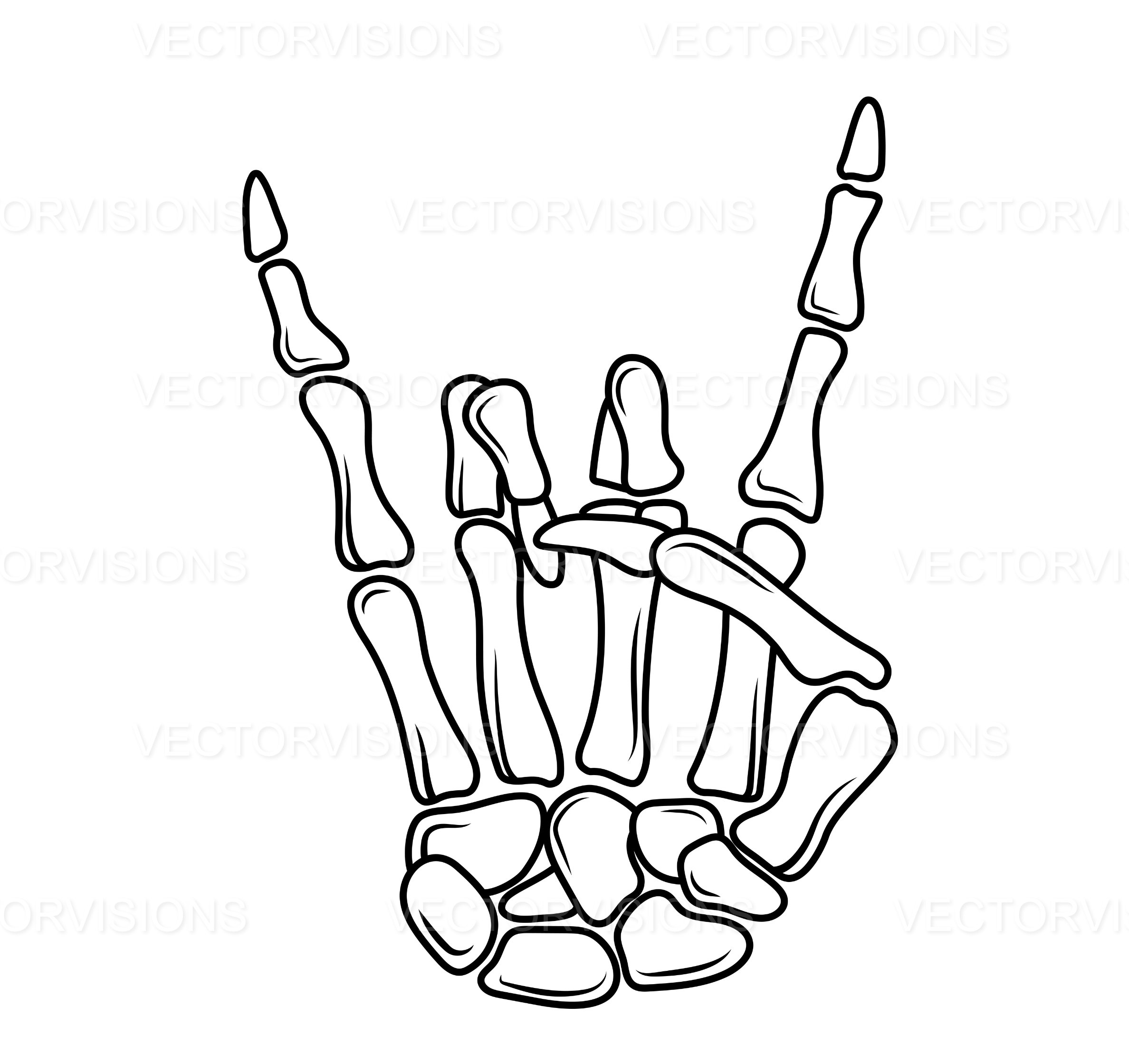Skeleton Hand Sign Svg, Rock N Roll Sign Svg, Hand Sign Svg, Cricut ...