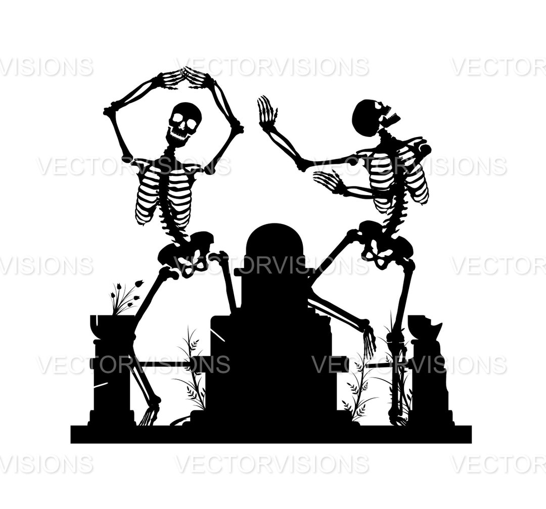 Skeleton Dancing Svg,skeleton Svg,skeleton in Cemetery Svg,skeleton ...