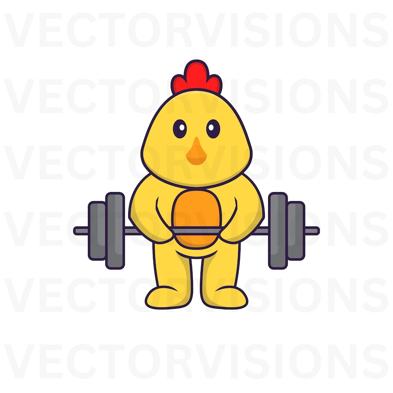 Muscular Chick Clipart, Muscle Chicken Clipart, Animal Lifting Clipart ...