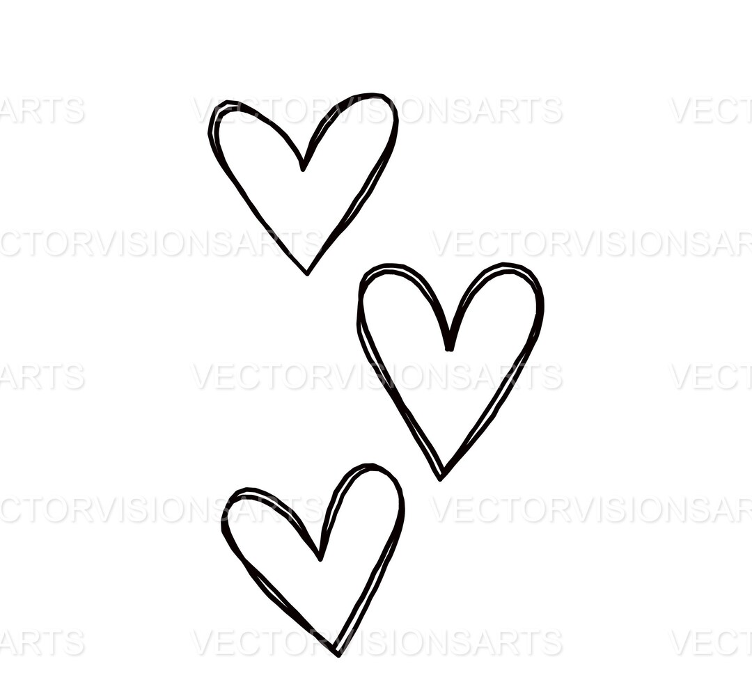 Triple Heart Scribble Svg, Heart Vector Cut File for Cricut, Cricut ...