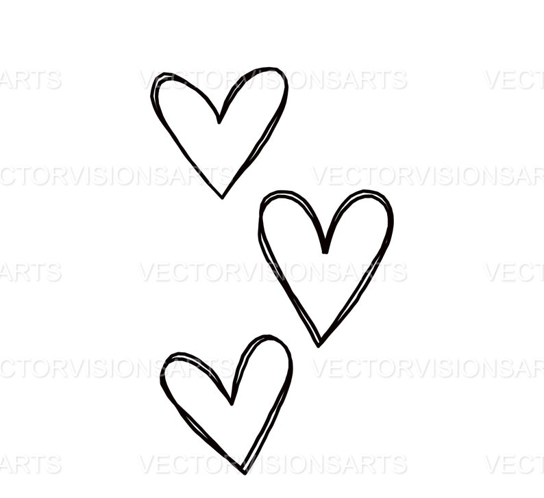 Triple Heart Scribble Svg, Heart Vector Cut File for Cricut, Cricut,silhouette, Pdf Png Eps Dxf ...