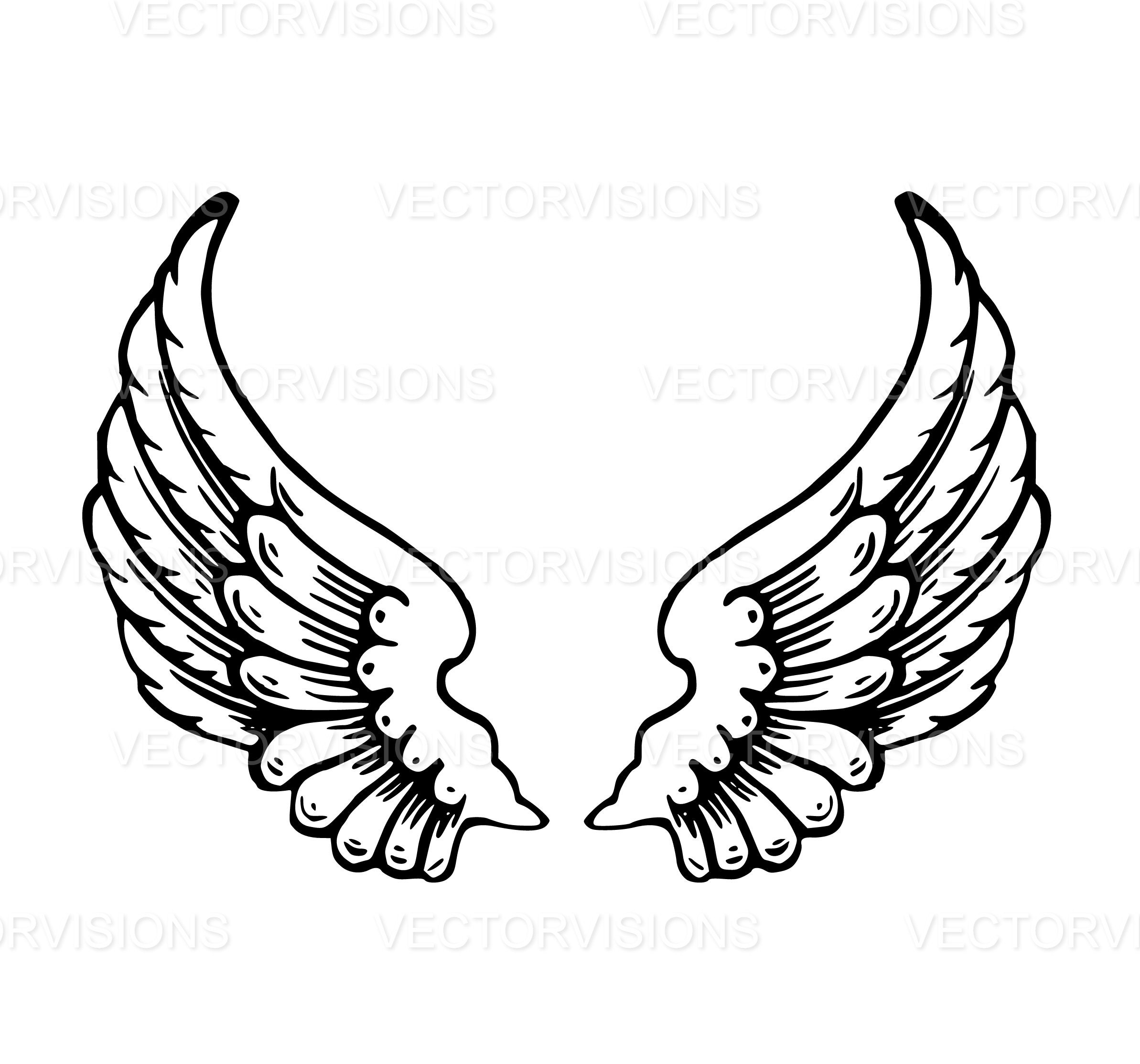 Wings Svg, Angel Wings Svg, Large Wings Svg, Vector Cut File for Cricut ...