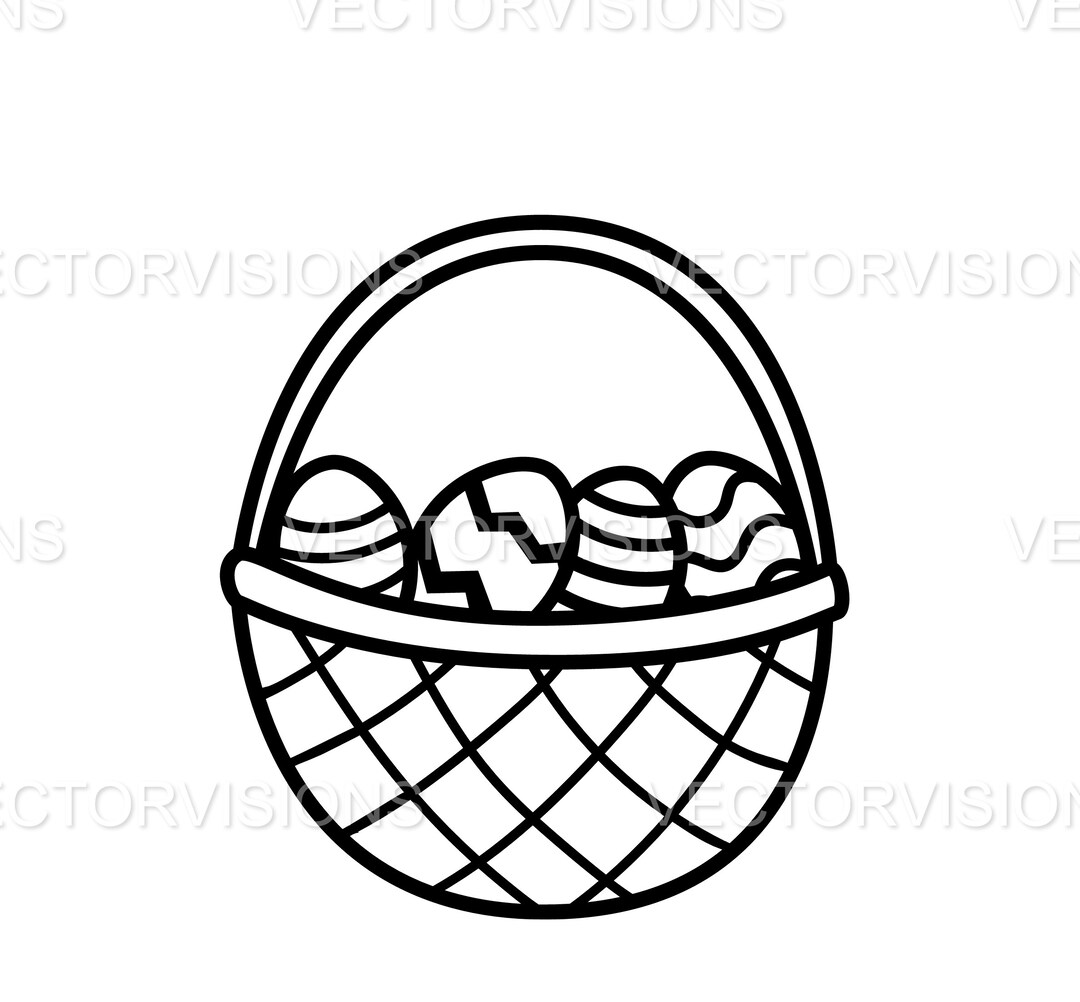 Easter Basket Svg, Easter Svg, Easter Eggs Svg, Vector Cut File for ...