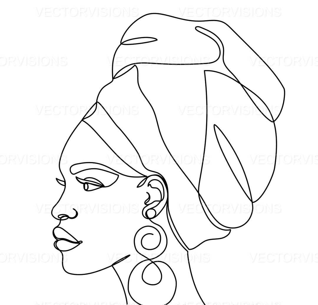 Afro Turban Svg, Outline Svg, Melanin Svg,girl Svg,bun Svg,cricut Svg ...
