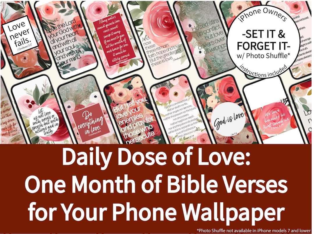 LOVE Themed Bible Verses iPhone Wallpaper - One Month Digital Download ...