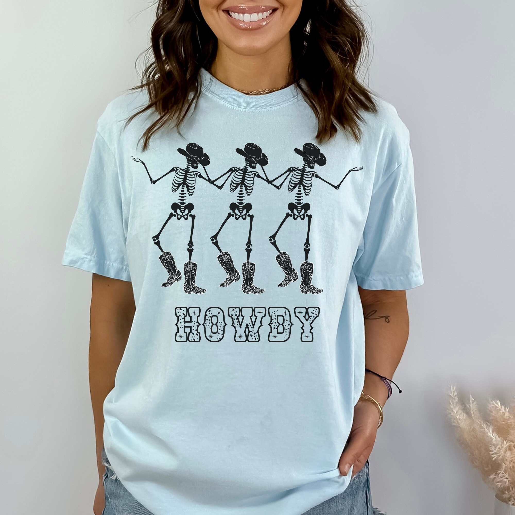 Skeleton Cowboy Tee Howdy Skeleton Shirt Dancing Skeleton - Etsy