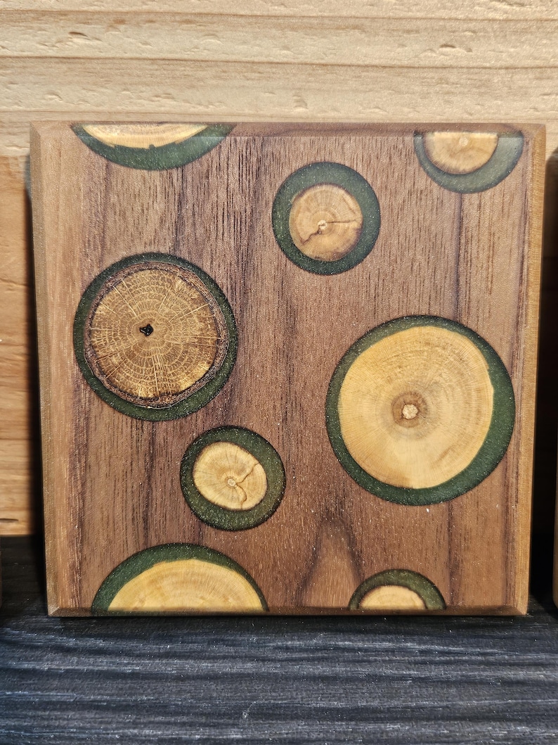 Set of 8 Walnut and Epoxy Coasters - Etsy