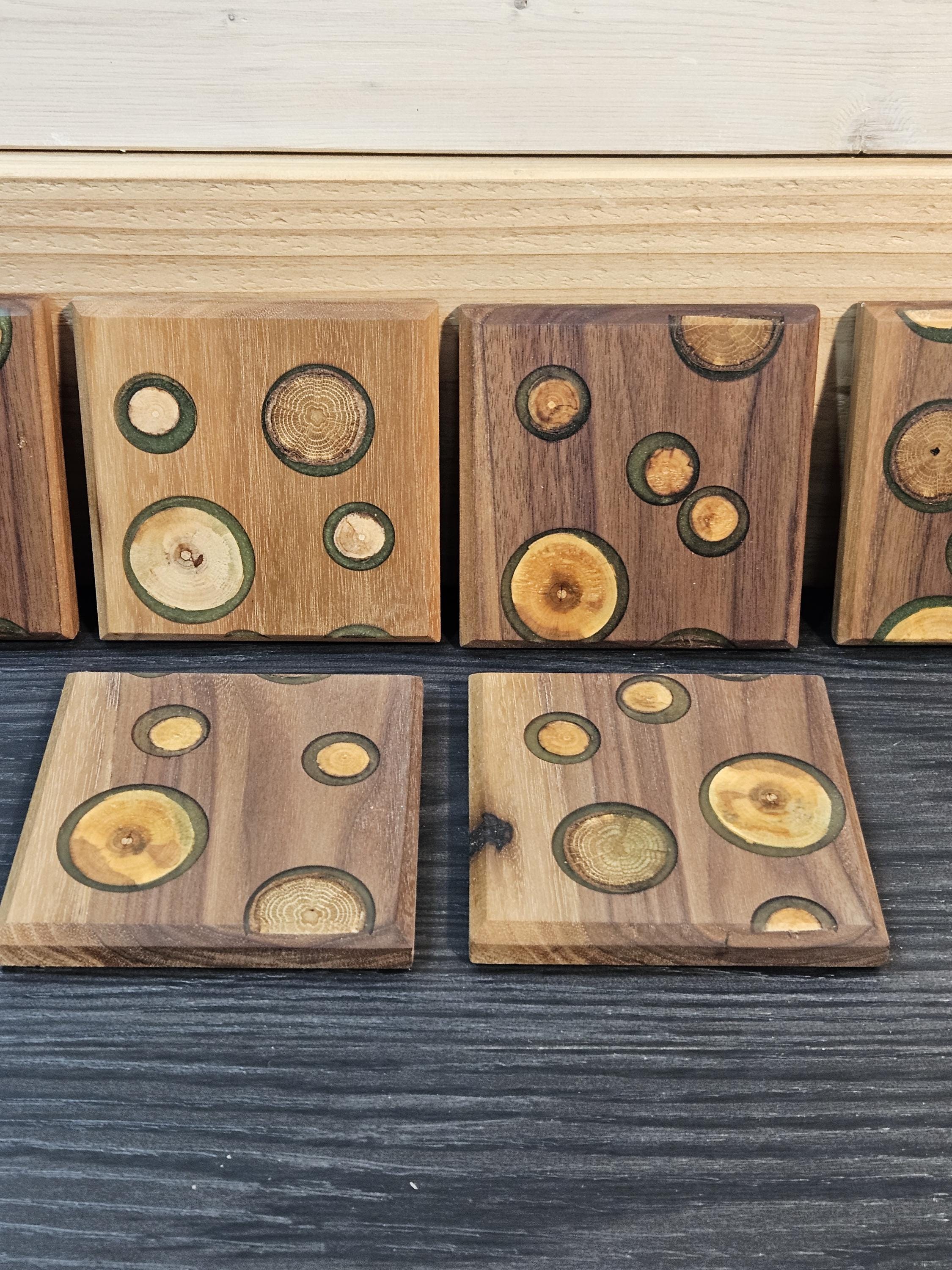 Set of 8 Walnut and Epoxy Coasters - Etsy