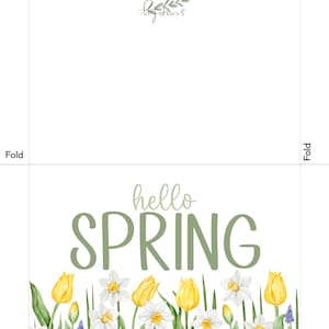 Hello Spring Blank Card Digital Download Printable Floral Minimalist ...