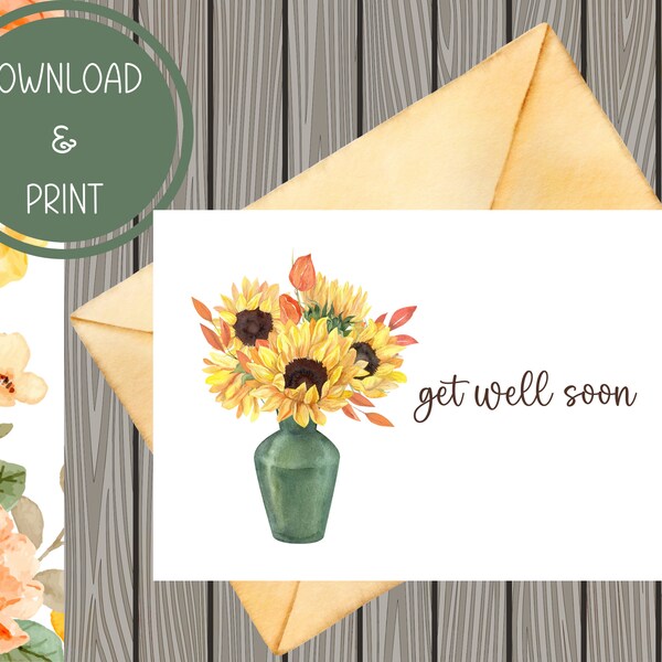 Sunflower Feel Better Card - Etsy