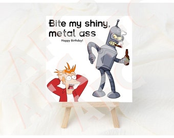 Futurama Birthday Card personalised Handmade Bender Leela Fry Hermes ...