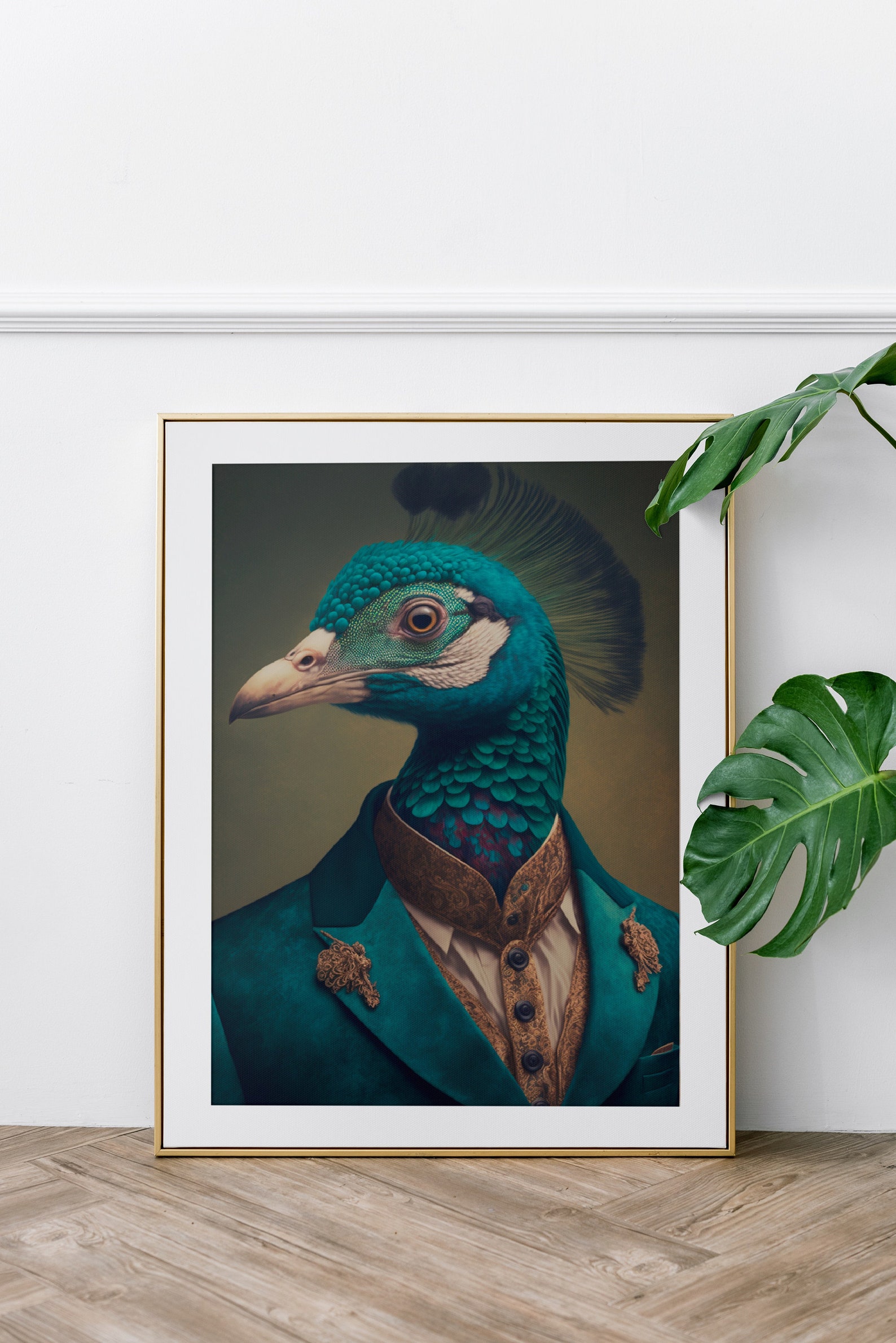 Victorian Peacock Portrait, Maximalist Decor, Baroque Pop Art, Moody ...