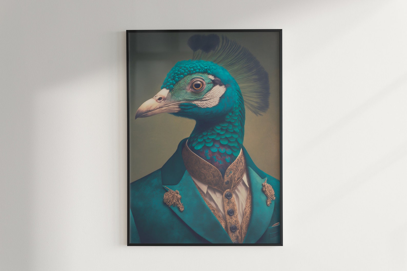 Victorian Peacock Portrait, Maximalist Decor, Baroque Pop Art, Moody ...