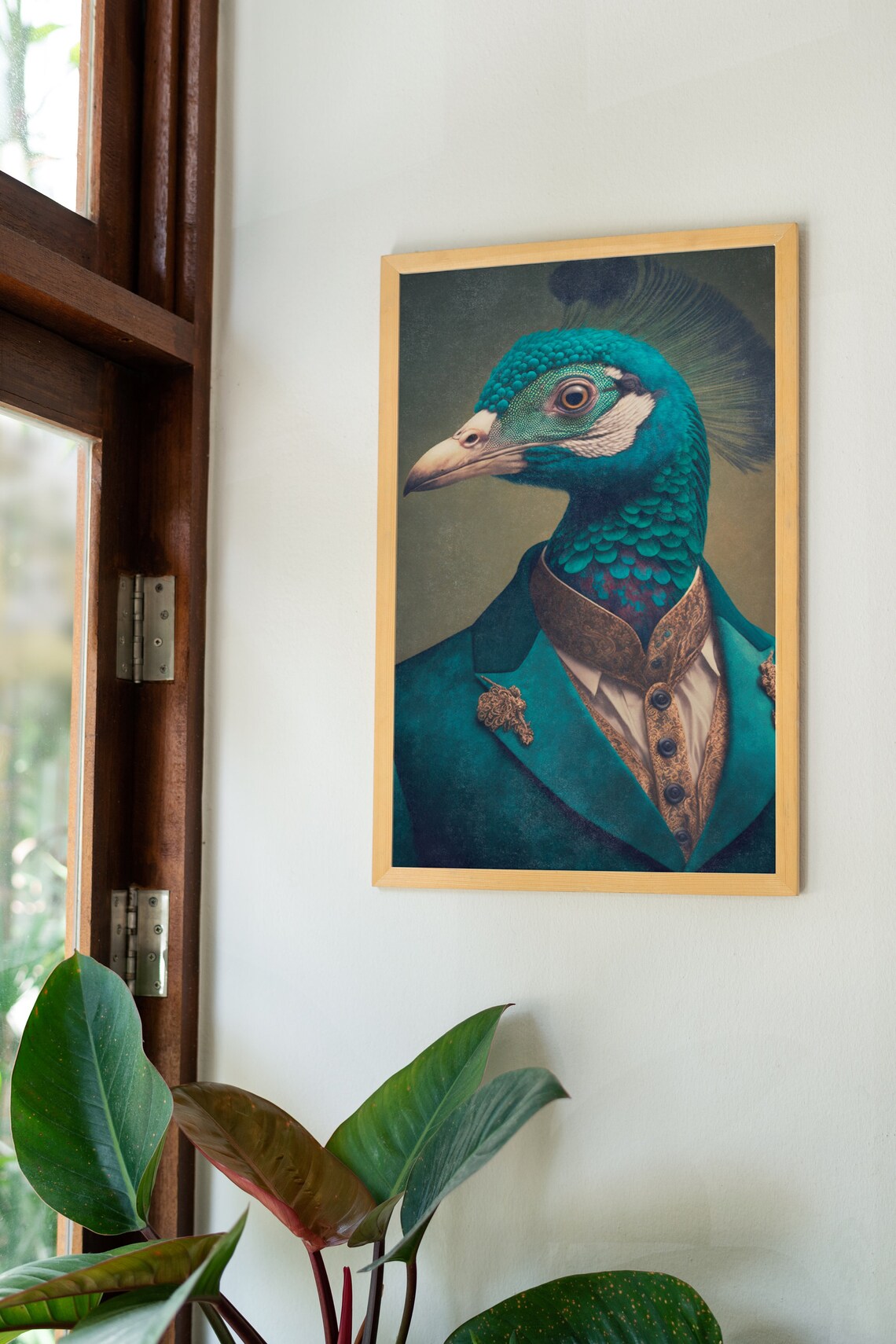 Victorian Peacock Portrait, Maximalist Decor, Baroque Pop Art, Moody ...