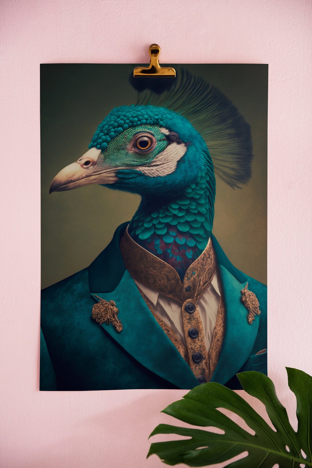Victorian Peacock Portrait, Maximalist Decor, Baroque Pop Art, Moody ...
