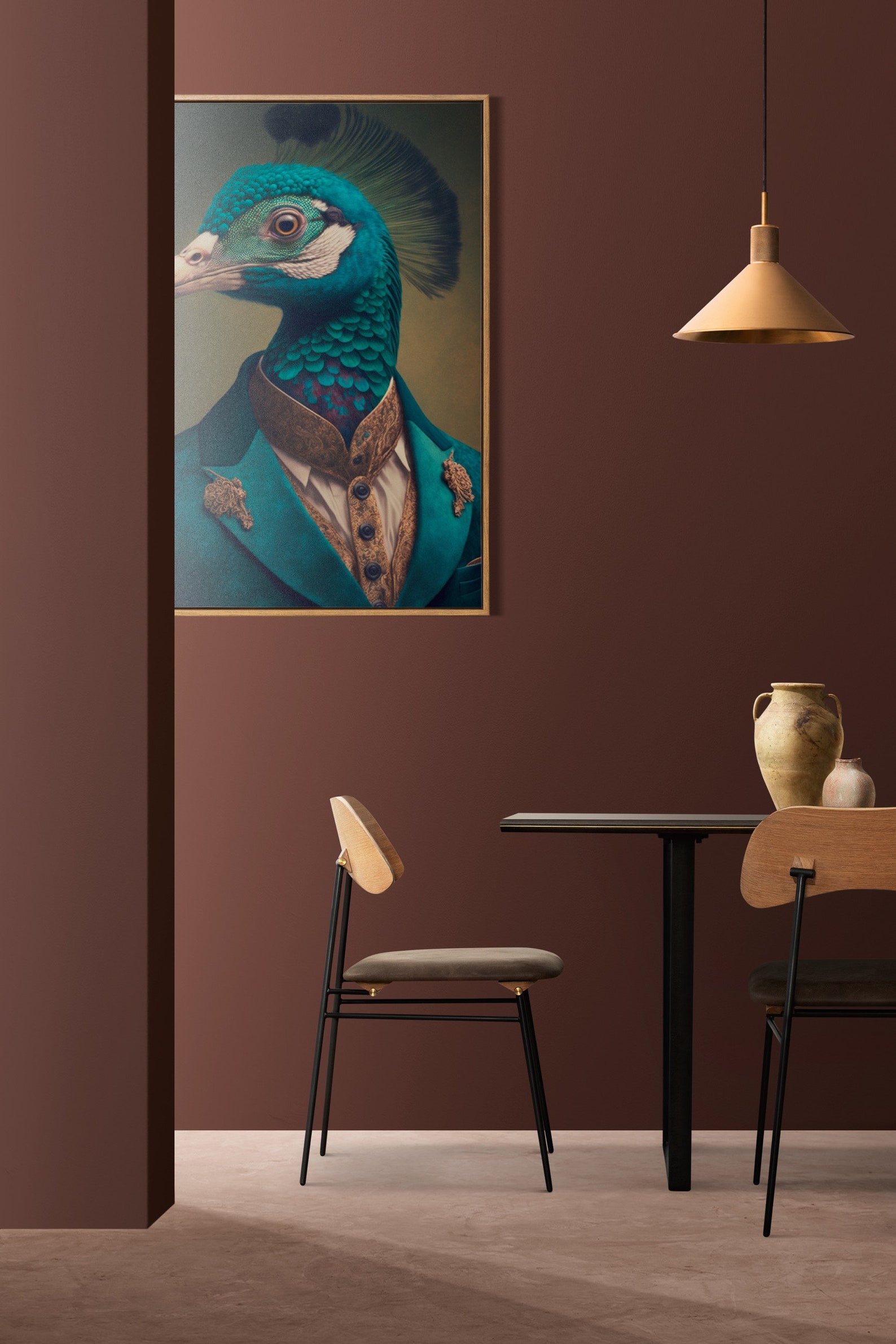 Victorian Peacock Portrait, Maximalist Decor, Baroque Pop Art, Moody ...