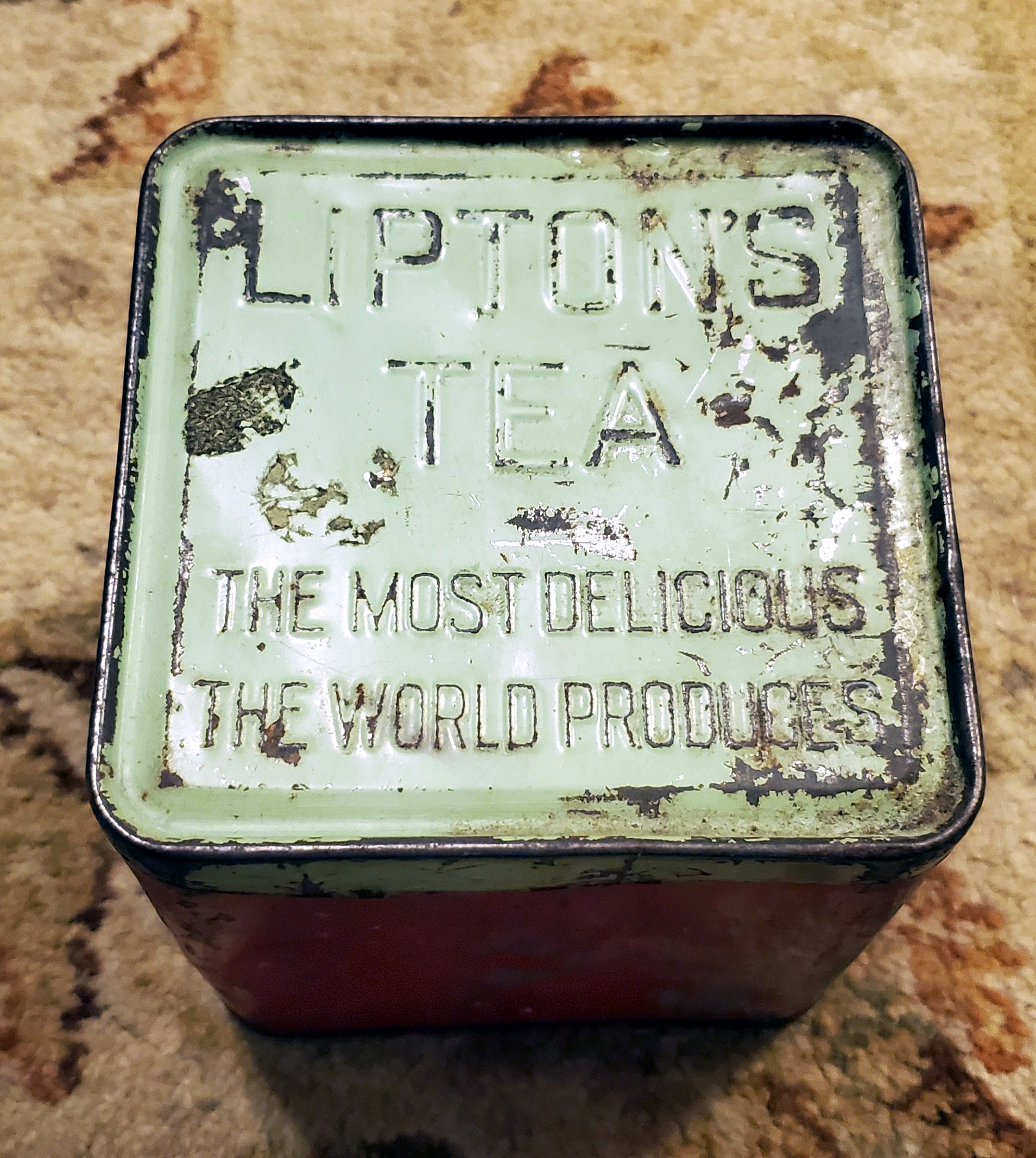 Rare 1940's Metal Lipton Tea Turquoise Red Tin Container - Etsy