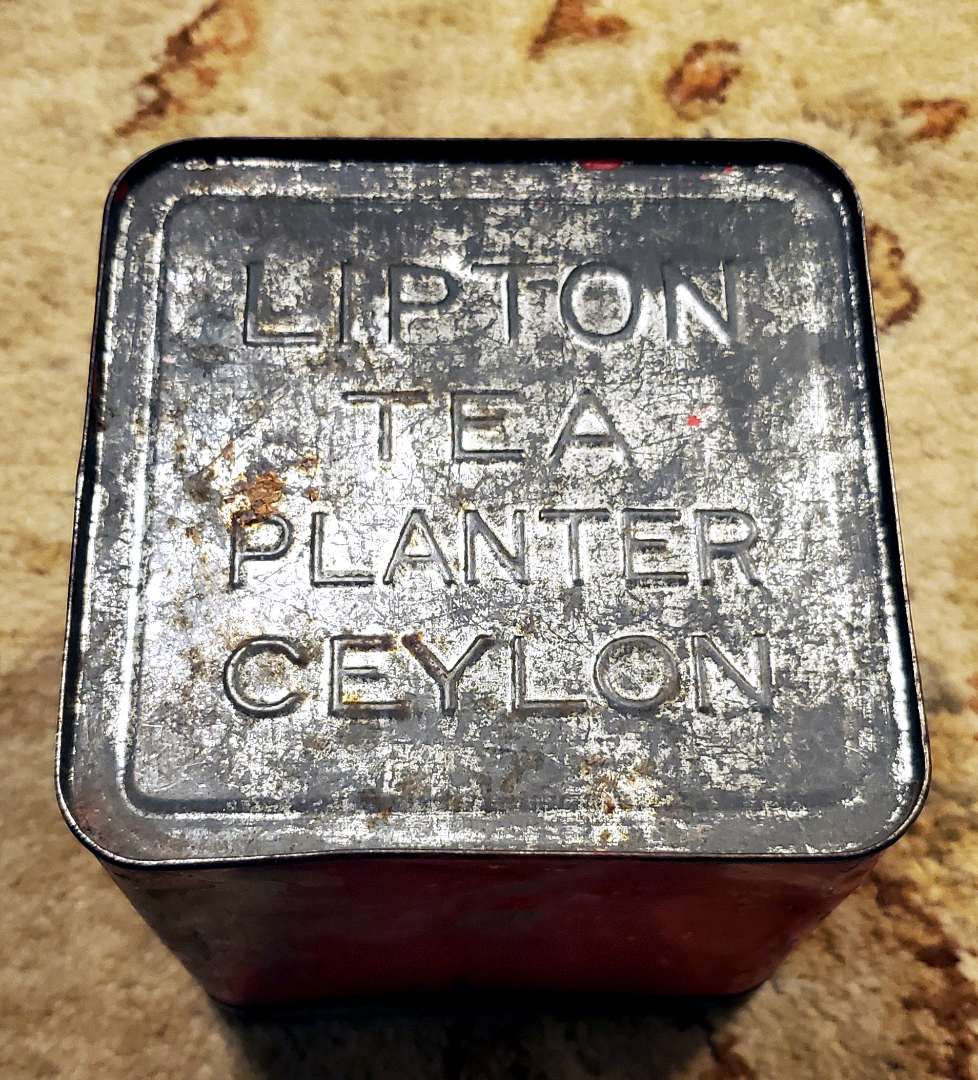 Rare 1940's Metal Lipton Tea Turquoise Red Tin Container - Etsy