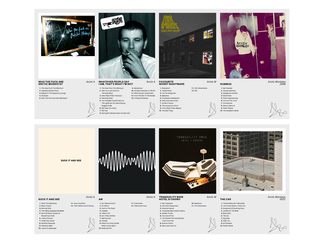Arctic Monkeys Set of 8 Digital Download Prints the Full Discography ...