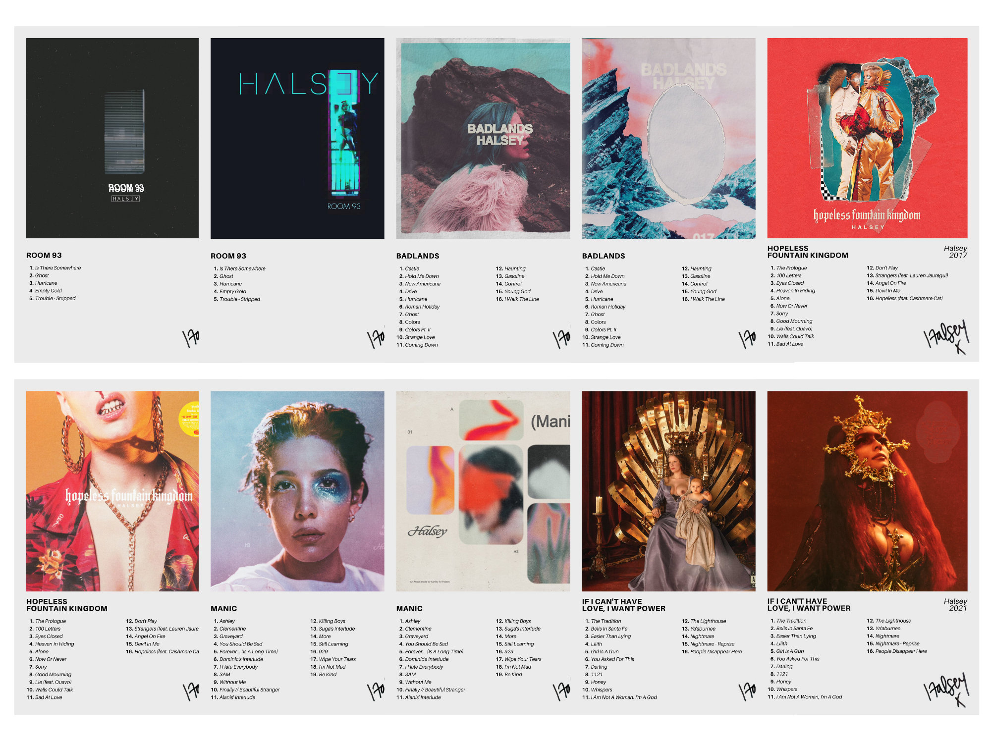 Halsey Set of 10 Digital Download Prints the Full Discography Alternate ...