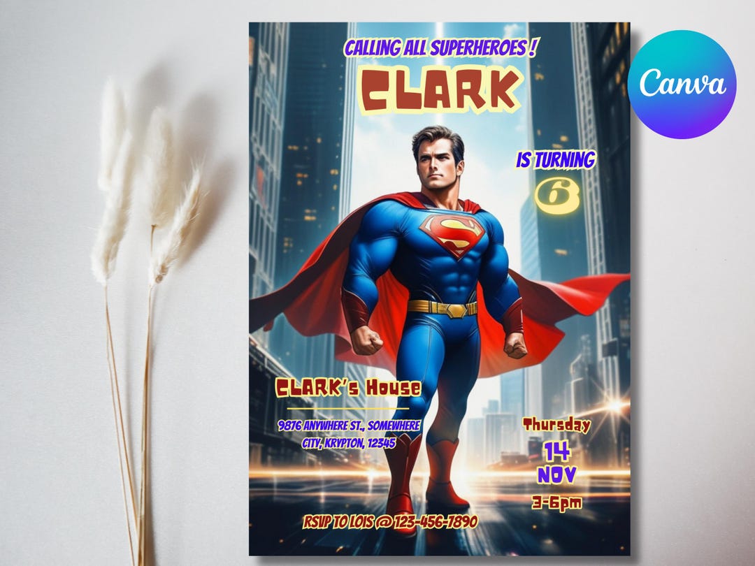 Superman Editable & Printable Birthday Invitation Customizable ...