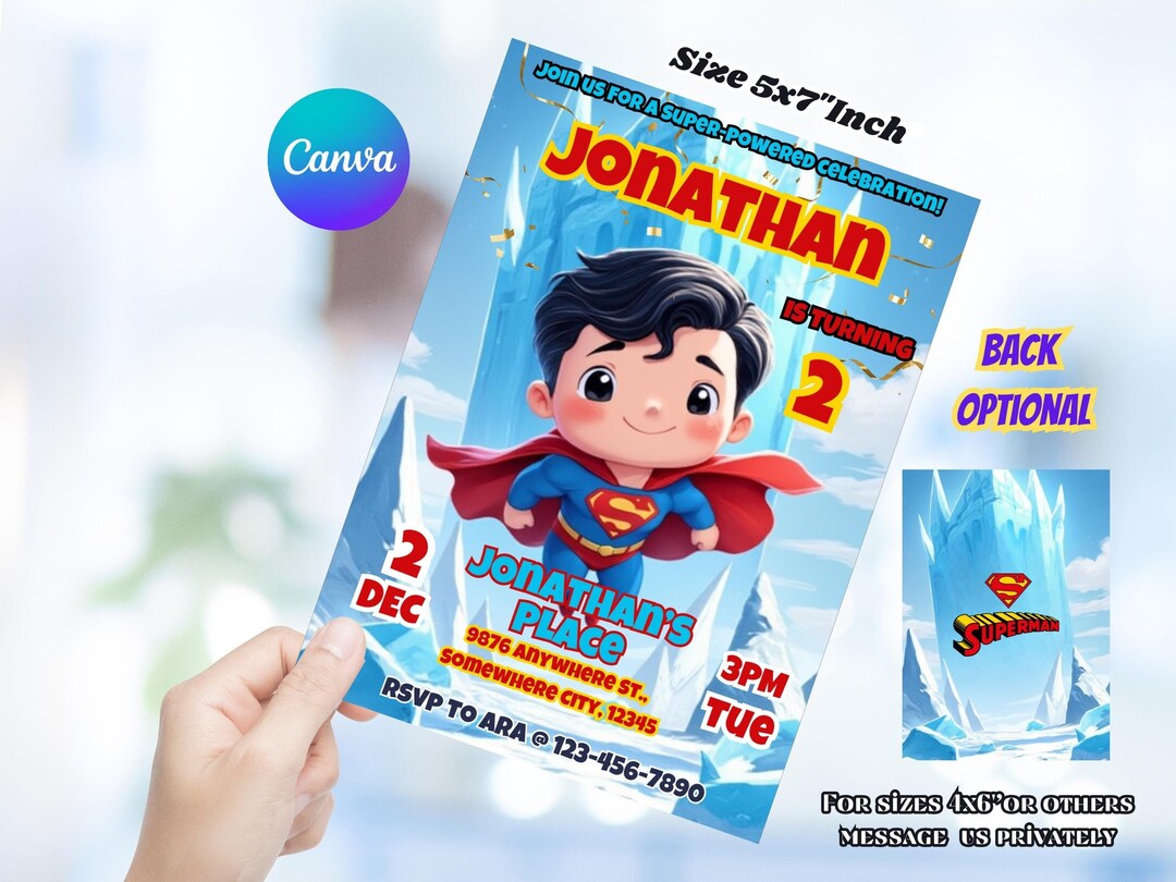 Superman Kids Editable & Printable Birthday Invitation Customizable ...