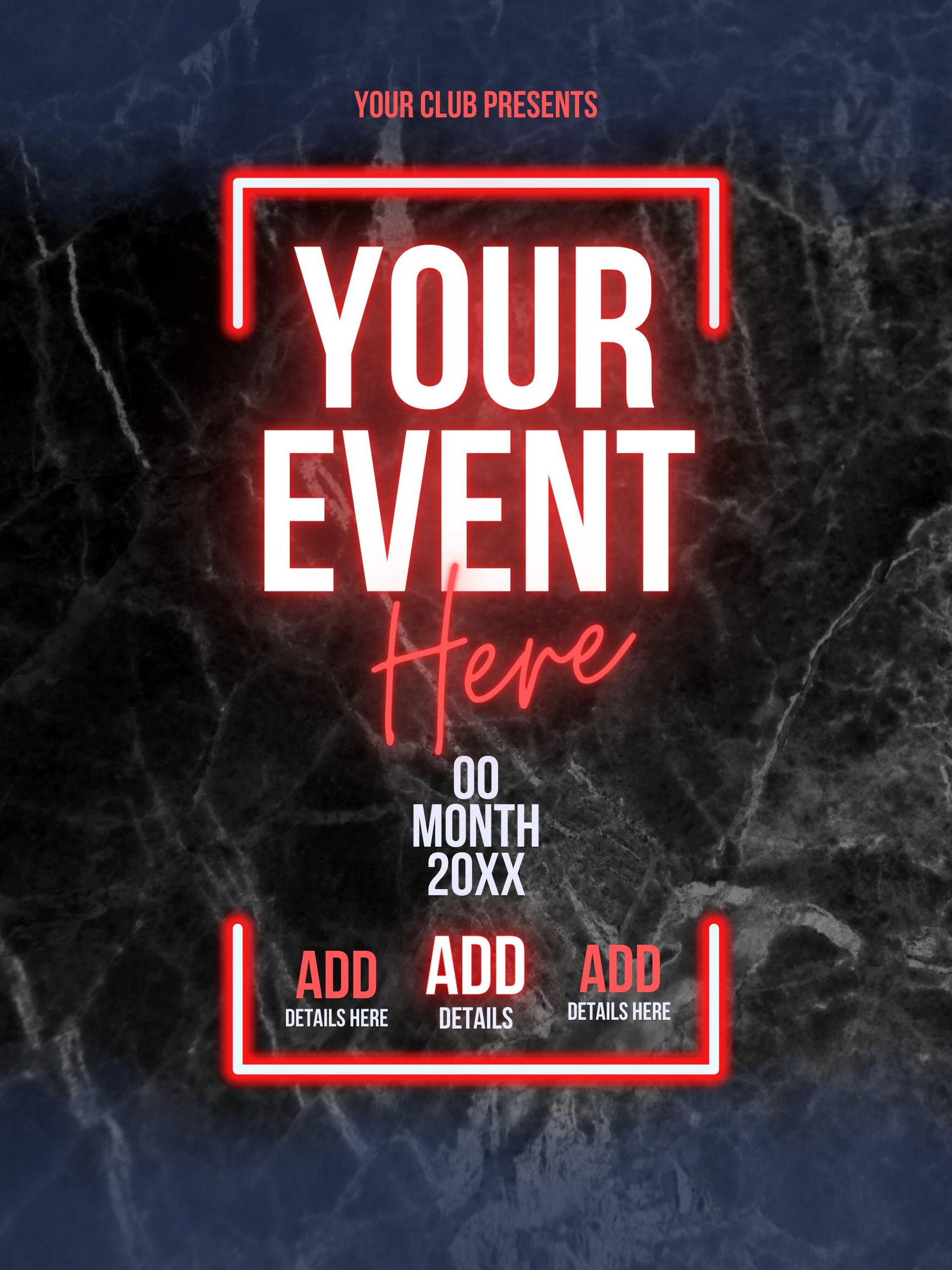 Club Event Poster Digital | Customizable Announcement | Party Flyer ...