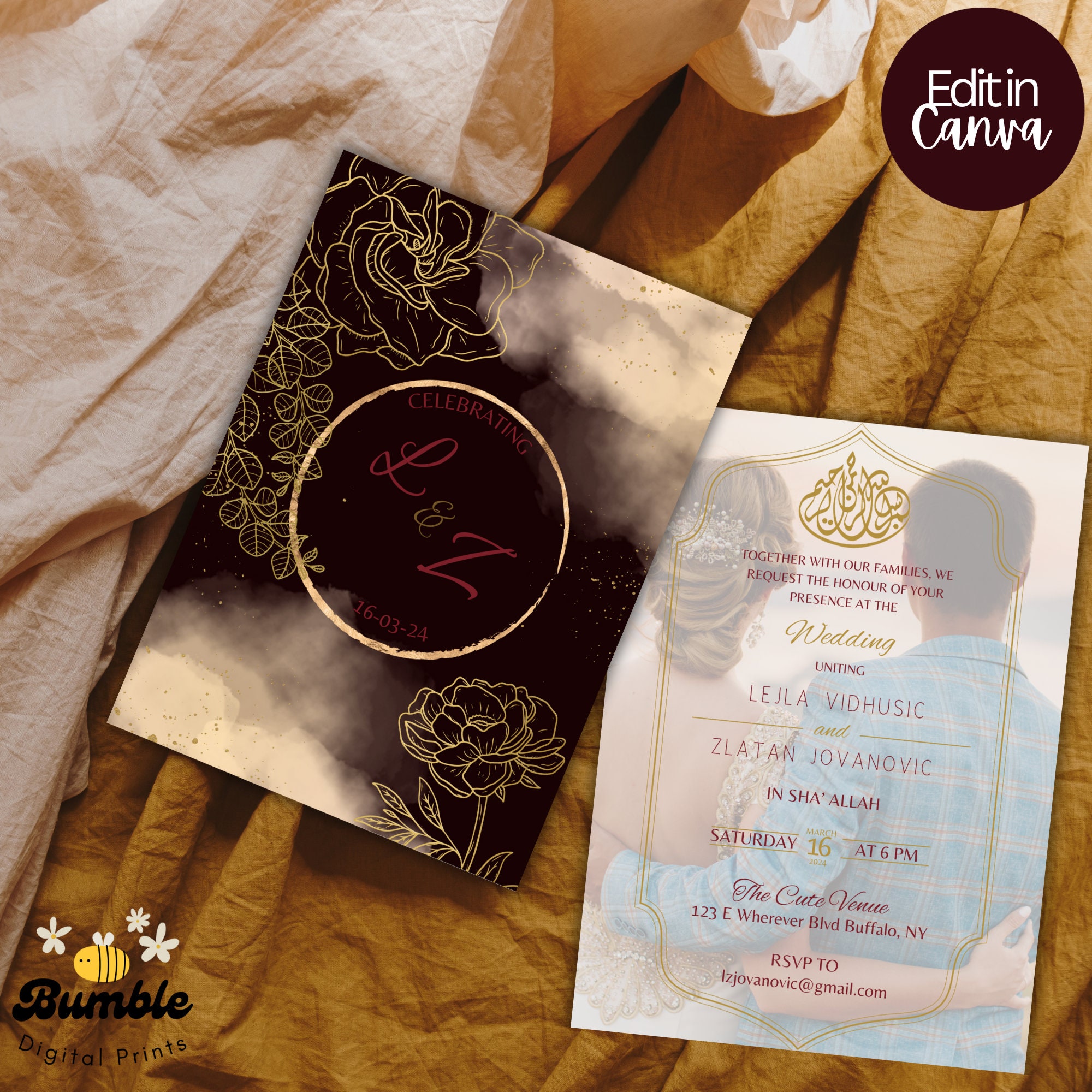 Editable Muslim Wedding Invitation, Muslim Invitation, Islamic Wedding ...