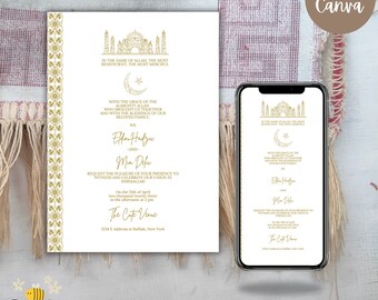 Editable Muslim Wedding Invitation, Muslim Invitation, Islamic Wedding ...