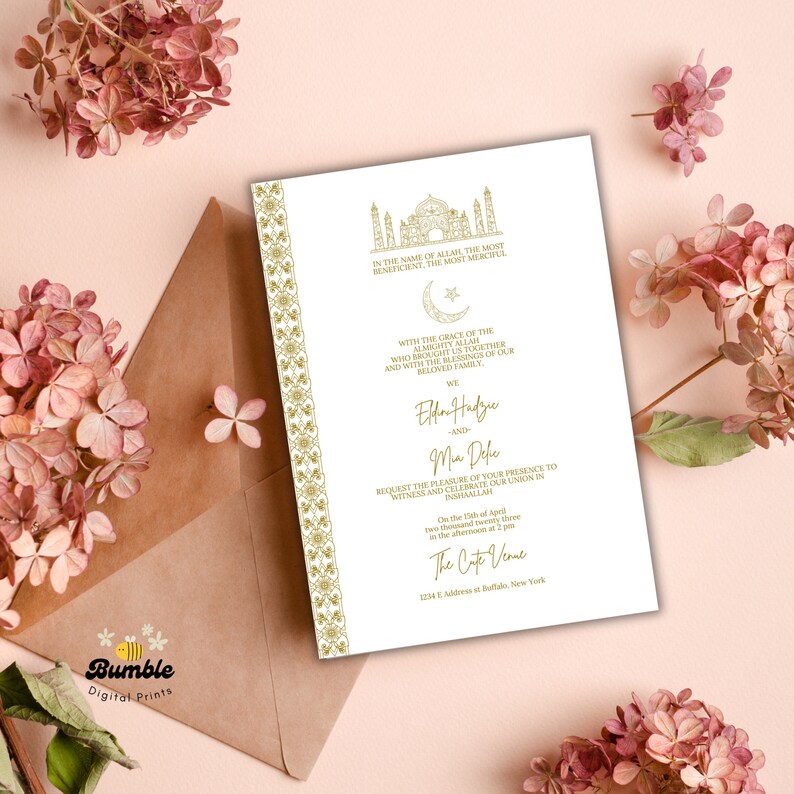 Editable Muslim Wedding Invitation, Muslim Invitation, Islamic Wedding ...