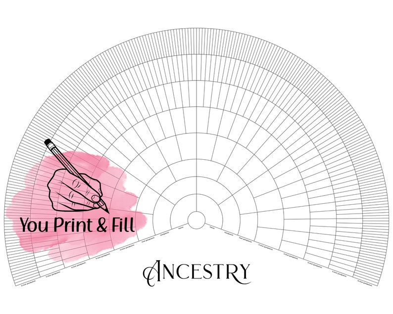 9 Generation Fan Chart, Print & Fill, Digital Printable Fan Chart ...
