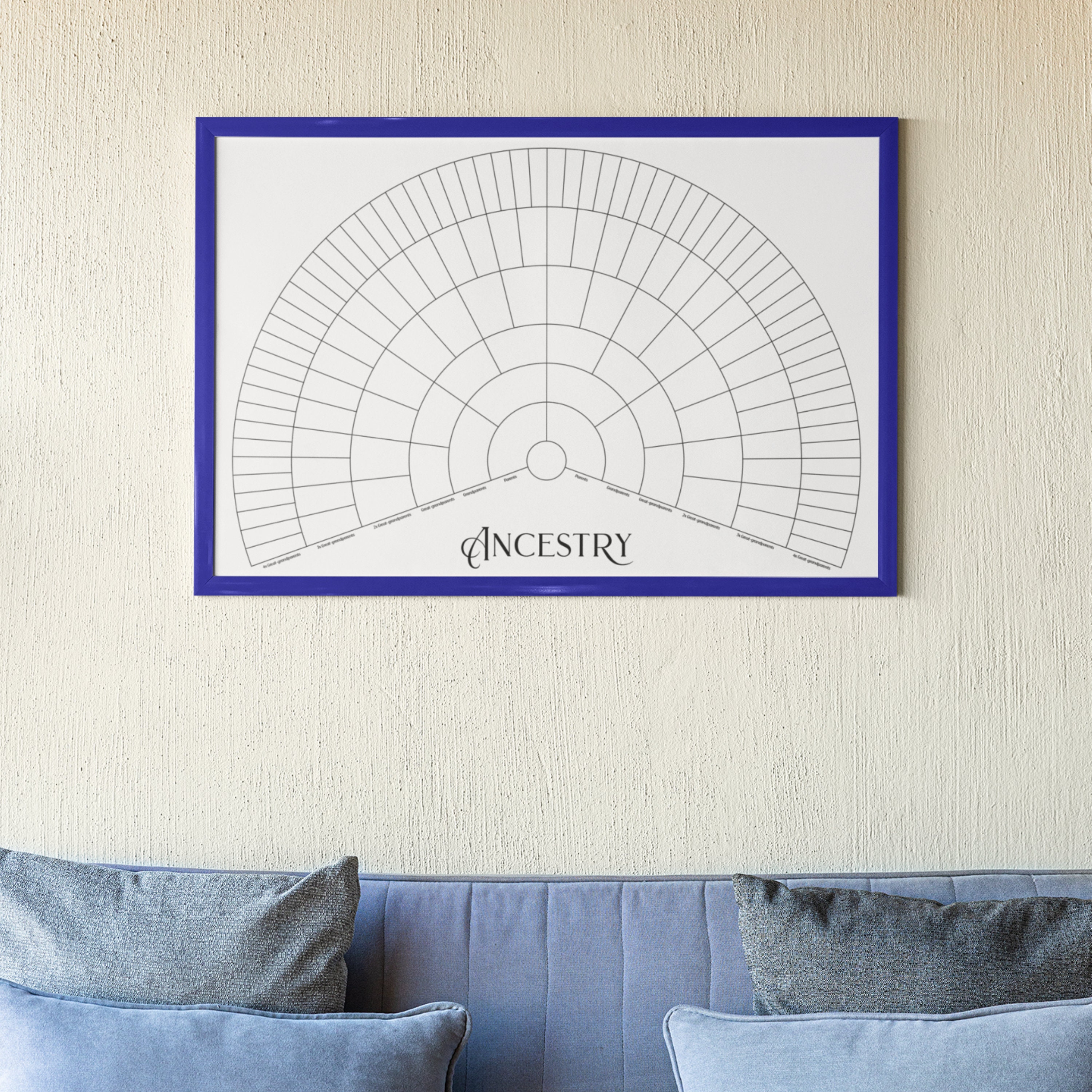 7 Generation Genealogy, Family Tree Wall Art, Print & Fill, 30 X 22 ...