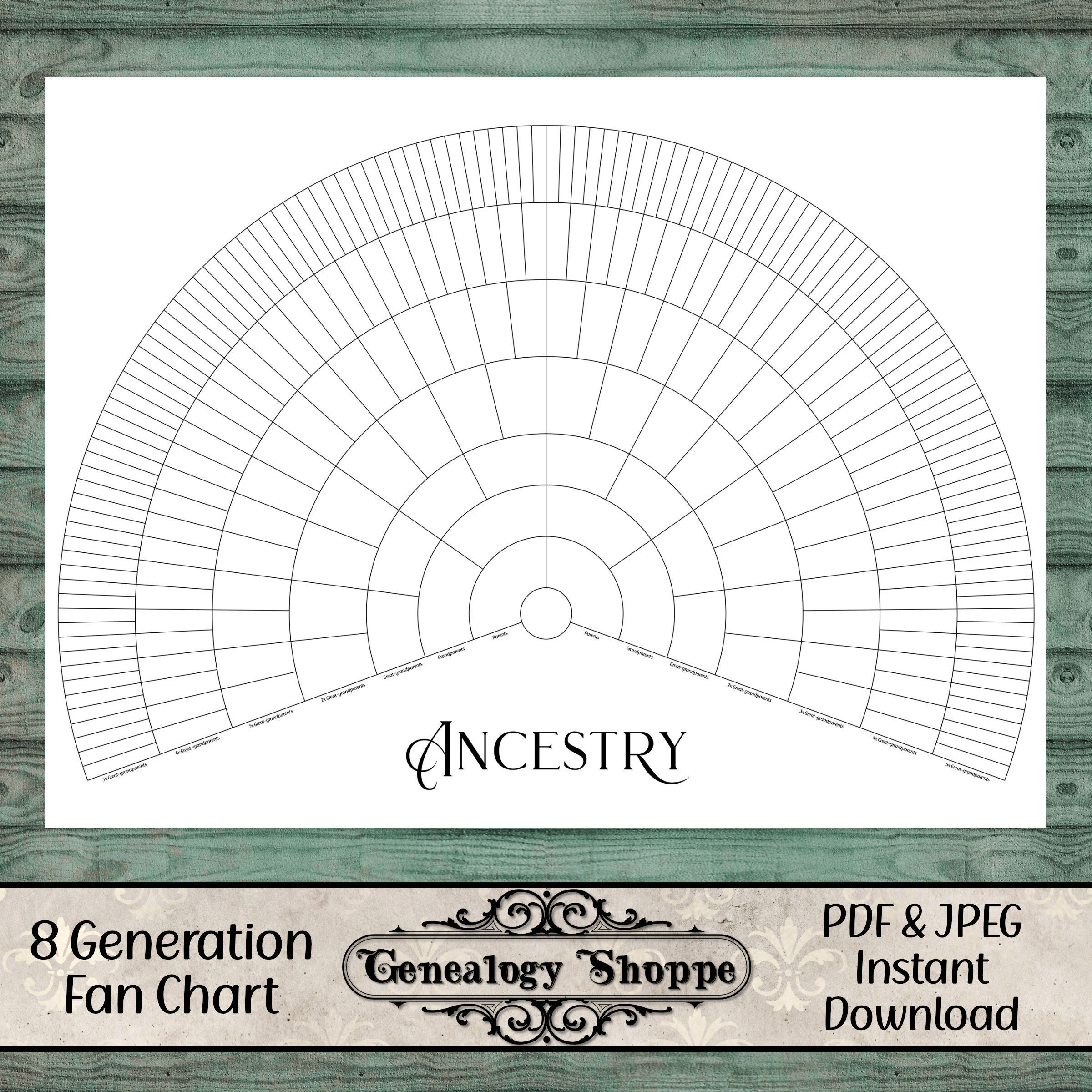8 Generation Genealogy, Print & Fill, Ancestry, Family Tree Wall Art ...