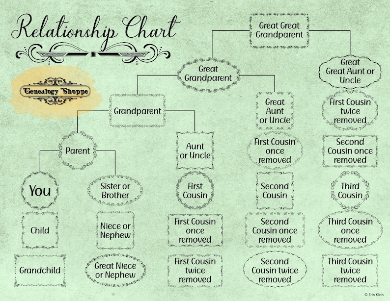 Genealogy Cousin Chart, Cousin Finder, Family Relationships, DNA Cousin ...