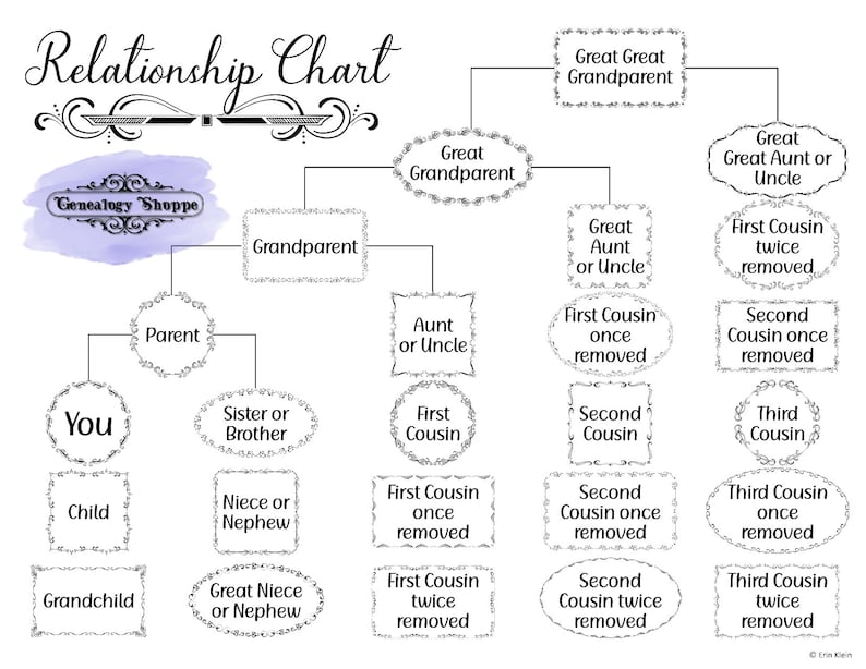 Genealogy Cousin Chart, Cousin Finder, Family Relationships, DNA Cousin ...