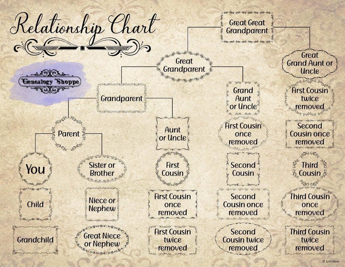 Genealogy Cousin Chart, Cousin Finder, Family Relationships, DNA Cousin ...