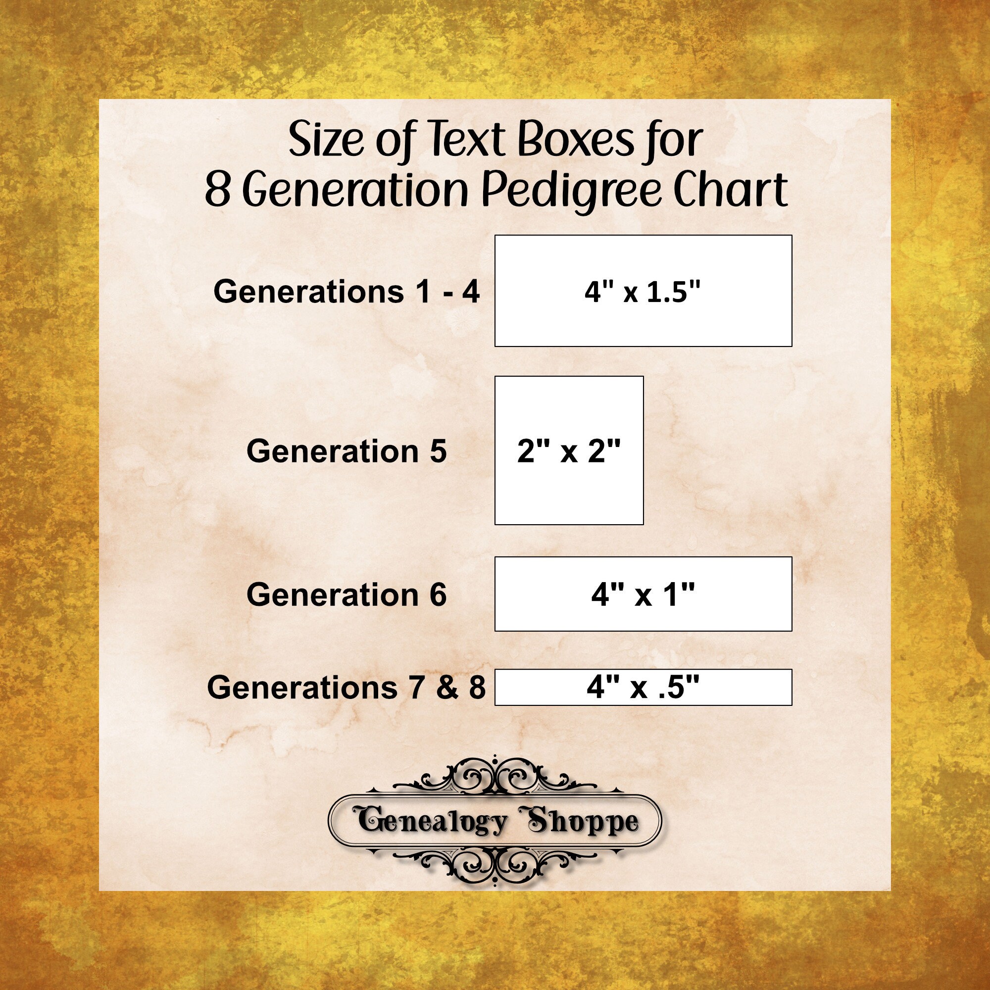 8 Generation 8 Color Pedigree Chart, Blue Watercolor Background, Print ...