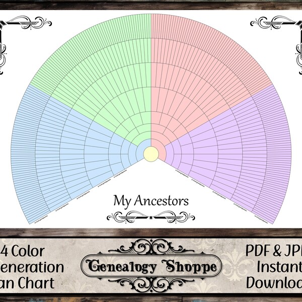 9 Generation Family Tree Fan Chart - Etsy