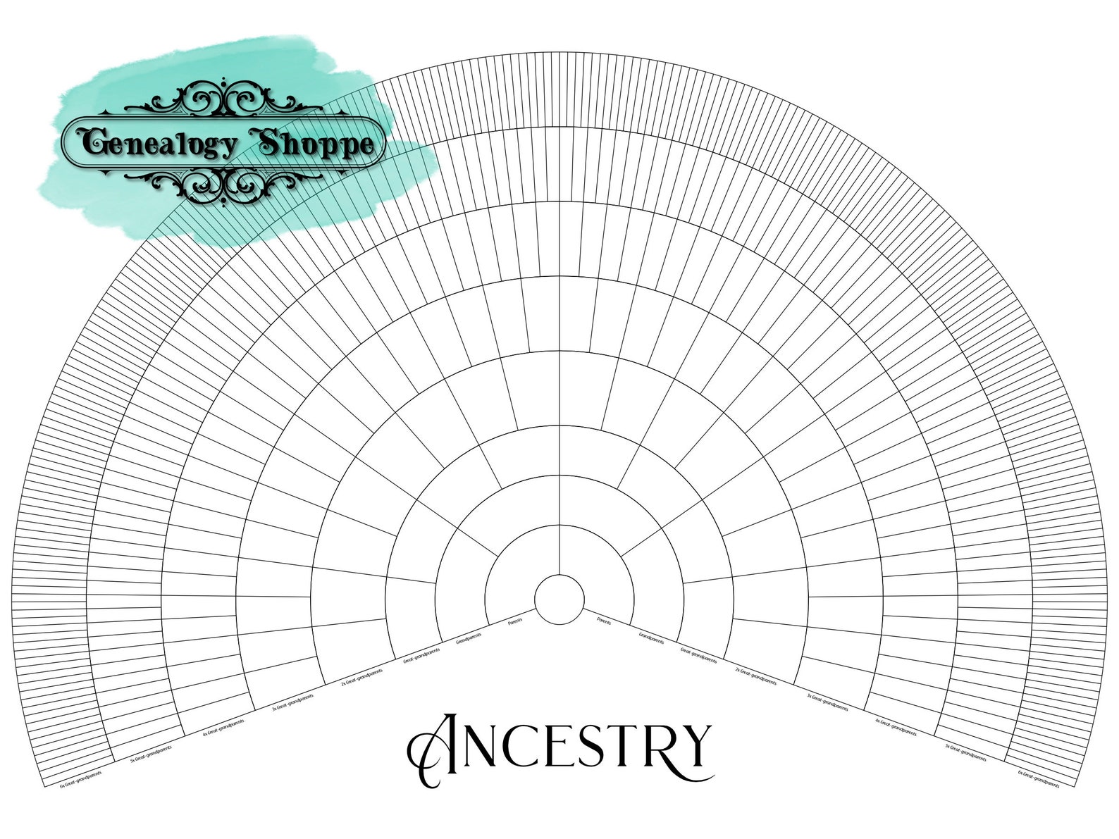 9 Generation Fan Chart, Print & Fill, Digital Printable Fan Chart ...