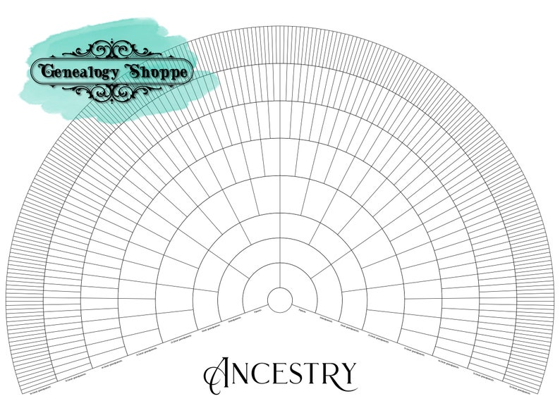 9 Generation Fan Chart, Print & Fill, Digital Printable Fan Chart ...