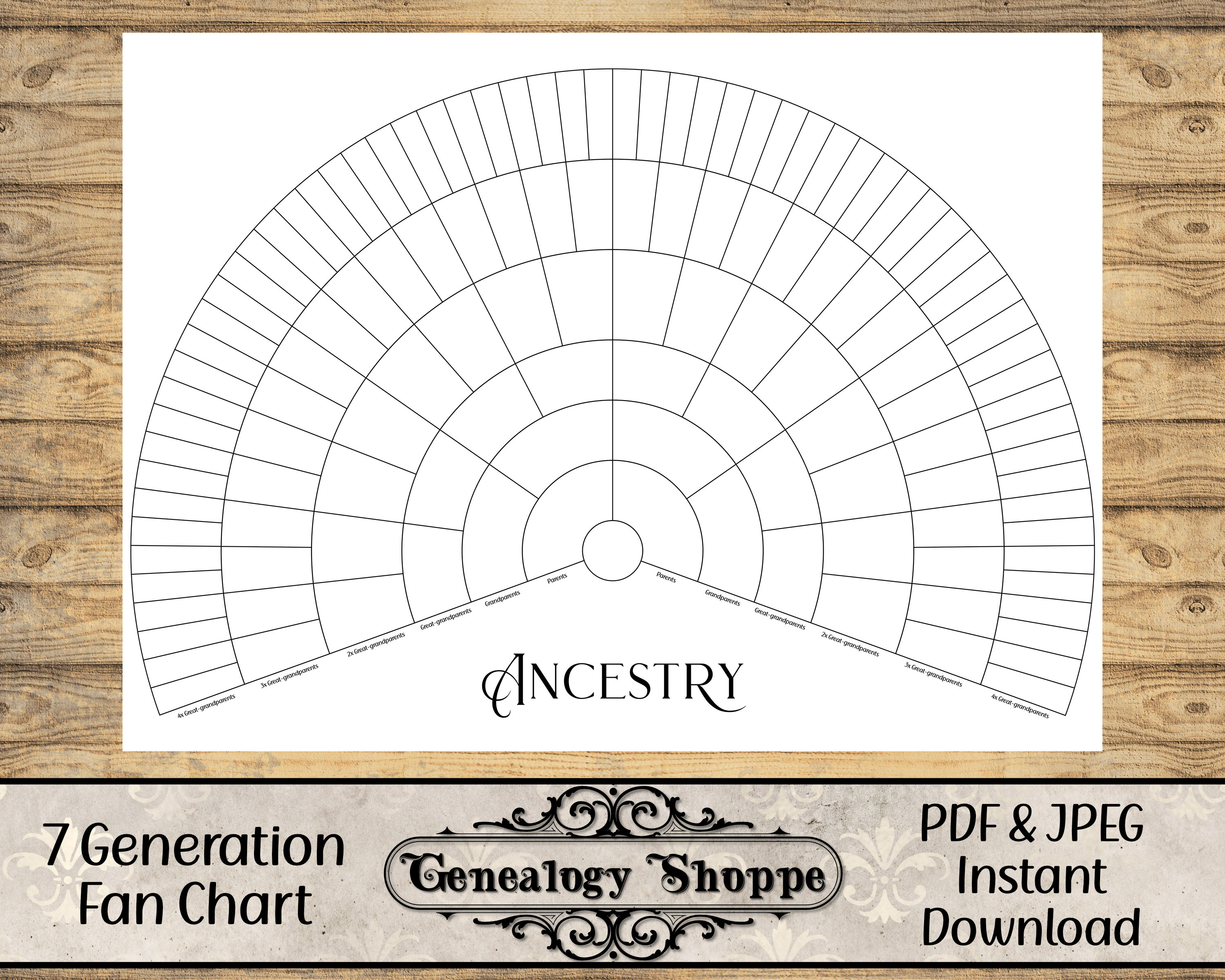 7 Generation Genealogy Family Tree Wall Art Print & Fill 30 - Etsy