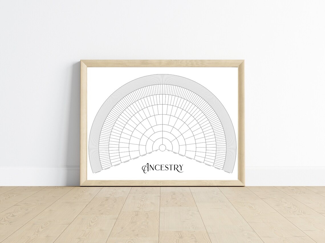 9 Generation Fan Chart, Print & Fill, Digital Printable Fan Chart ...